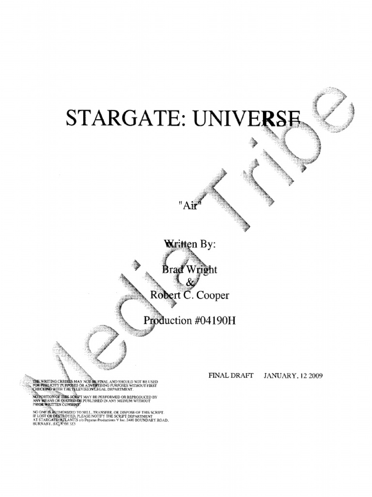 Stargate - Universe - 1x01-02 - Pilot Script | PDF