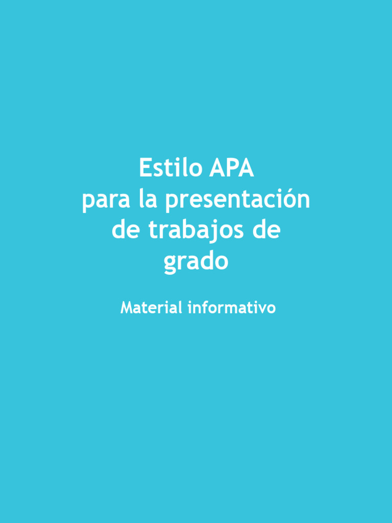 Estilo APA para La Presentación de Trabajos de Grado - Doc (1) (1) - 1 | PDF | Estilo apa | Autor