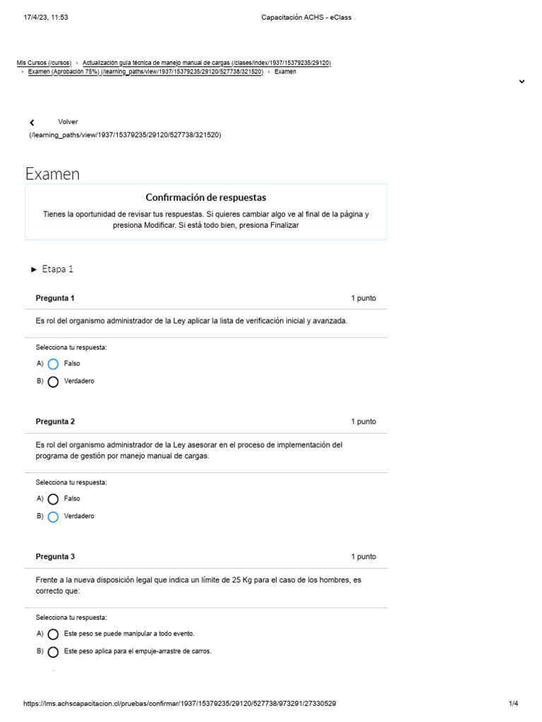 Capacitación ACHS MMC - EClass | PDF