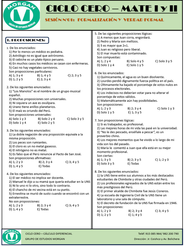 Clase 1 - Formalización y Valor de Verdad | PDF | Proposición | Matemáticas