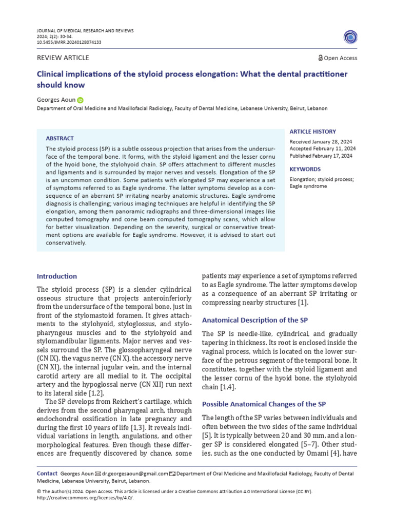 Clinical Implications of The Styloid Process Elongation: What The ...