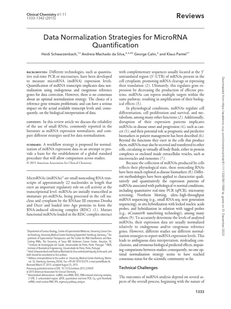 Clinchem 1333 | PDF | Micro Rna | Real Time Polymerase Chain Reaction
