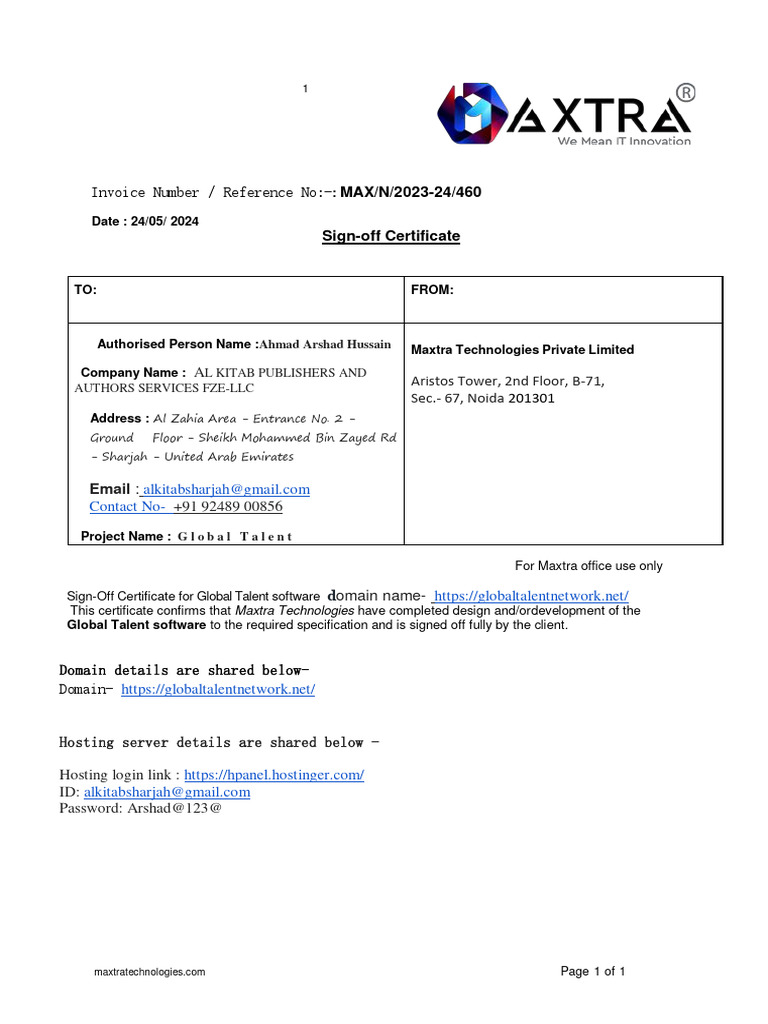 Final Sign Off - Global Talent | Download Free PDF | World Wide Web ...