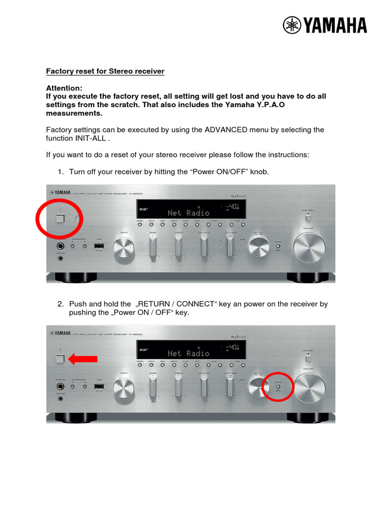 Factory Reset Guide for Stereo Receiver | PDF | Computers
