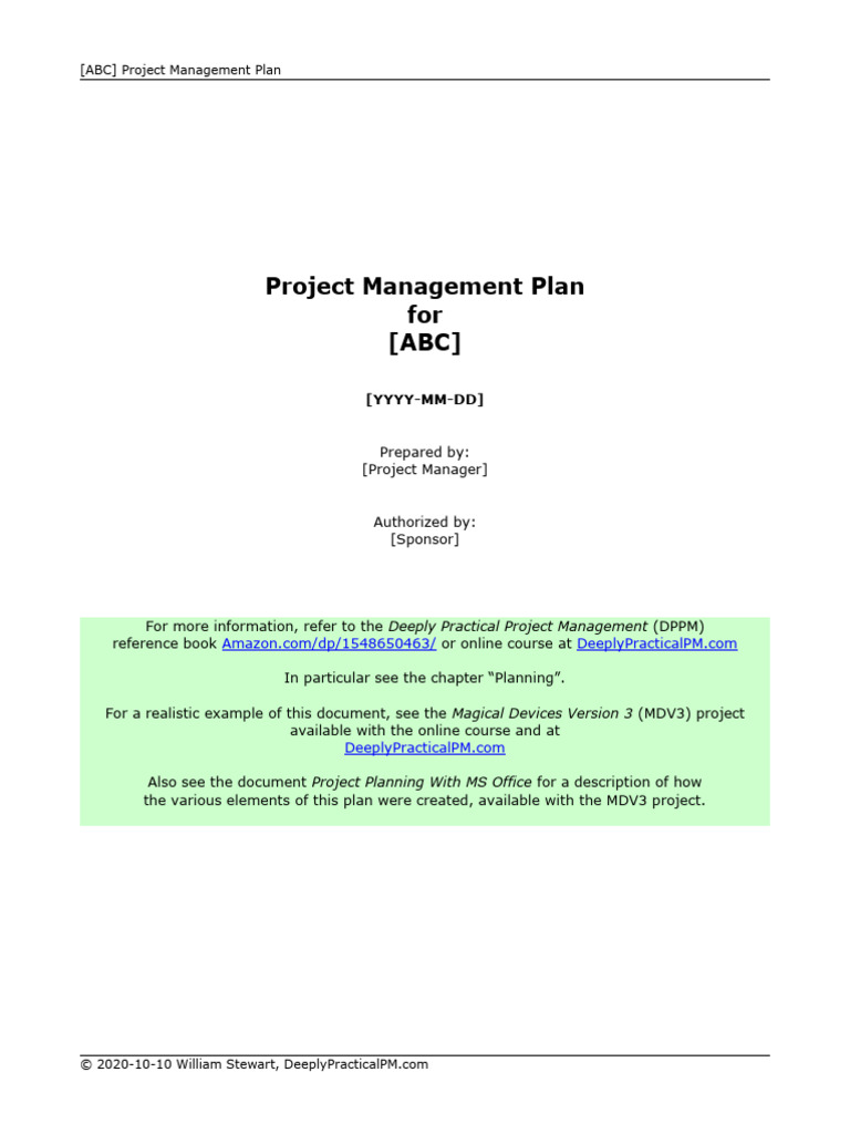ABC Project Management Plan Overview | PDF | Project Management ...
