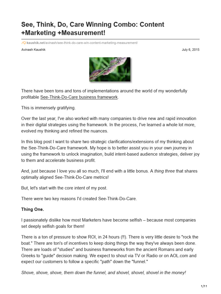 See Think Do Care Winning Combo Content Marketing Measurement | PDF ...