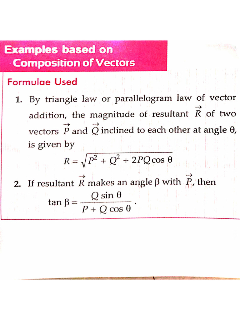 Motion in A Plane - Formula Sheet | PDF