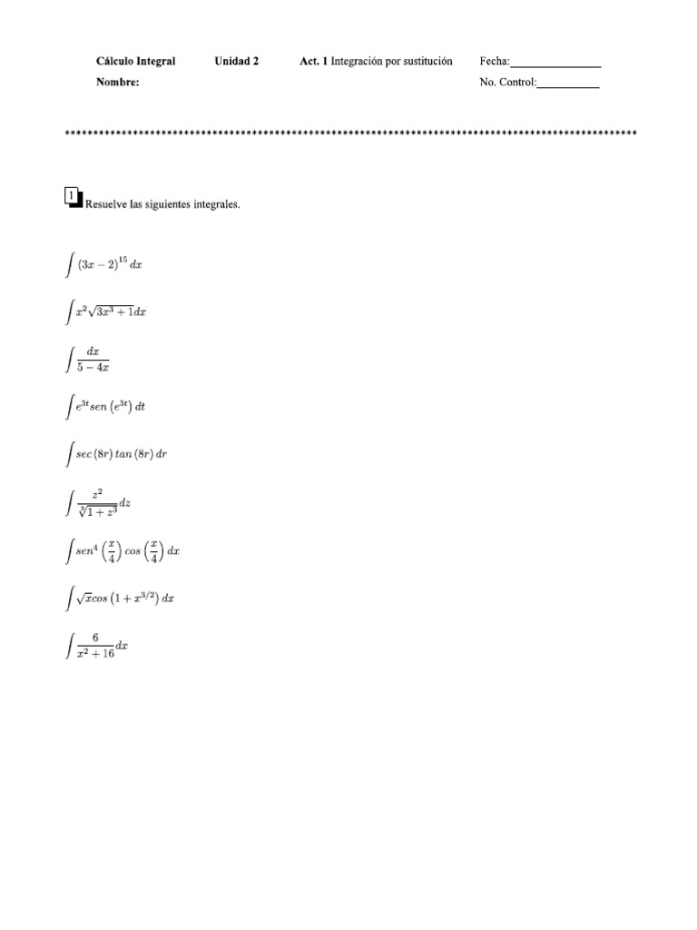 Actividades Unidad 2 - Calculo Integral | PDF