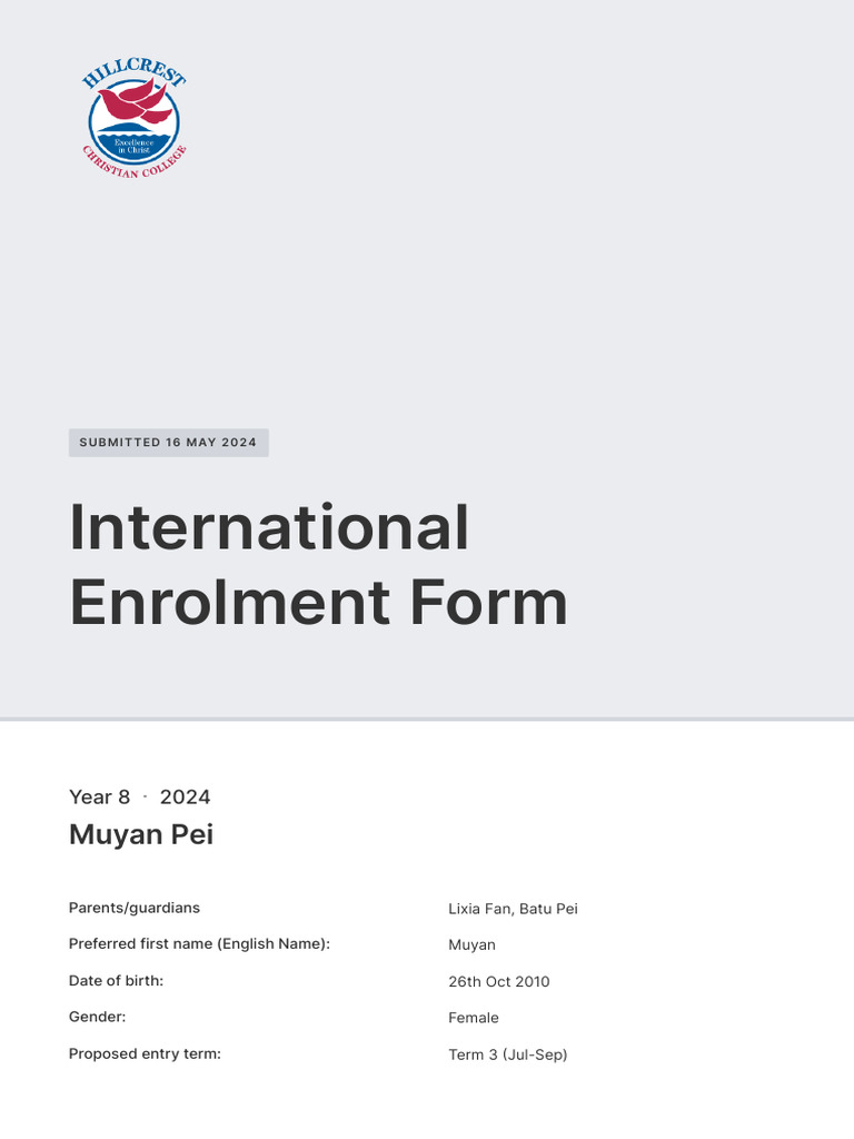 2024-05-15 International Enrolment Form - Payment Confirmation - Muyan ...