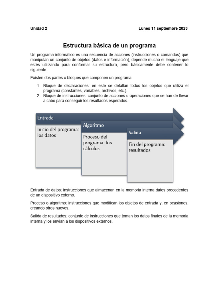 Estructura Básica de Un Programa | PDF