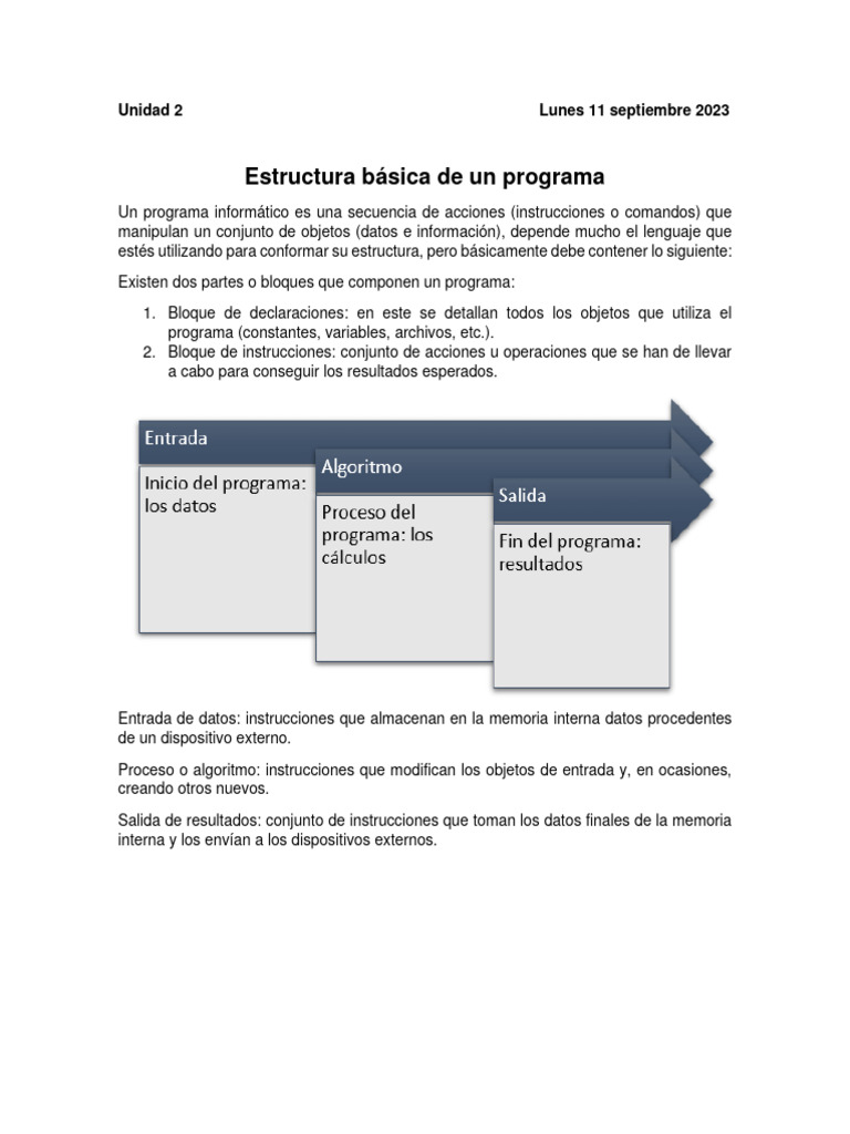 Estructura Básica de Un Programa | PDF