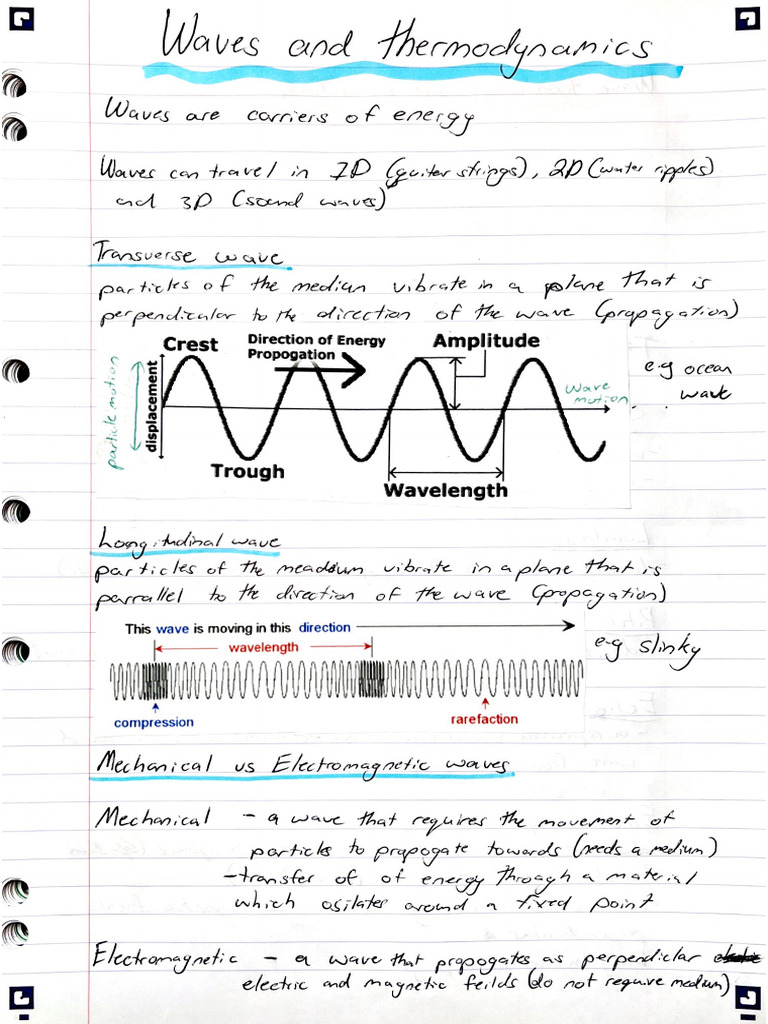 Yr 11 Physics NSW Module 3 Waves and Thermodynamics Notes | PDF