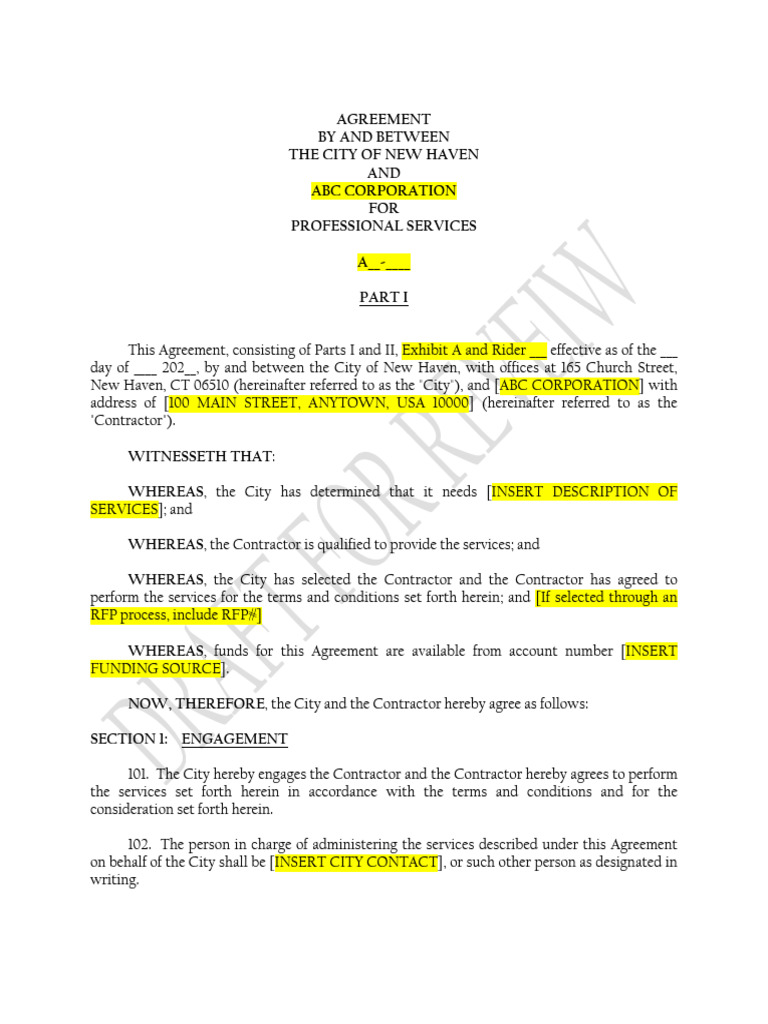 New Haven Professional Services Agreement | PDF | Employment | Indemnity