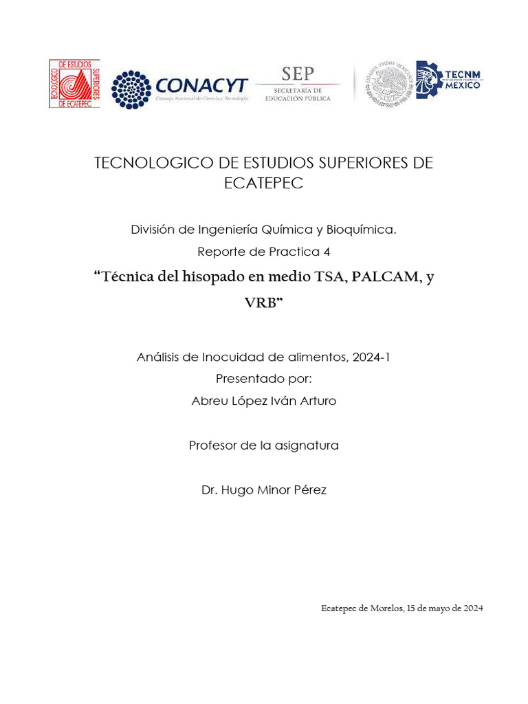 Abreu Lopez Ivan Arturo - Reporte - P4 | PDF | Unidad de formación de Colonia | Las bacterias