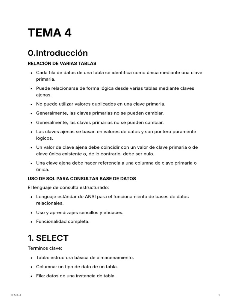 Tema 4 | PDF | SQL | Recuperación de información