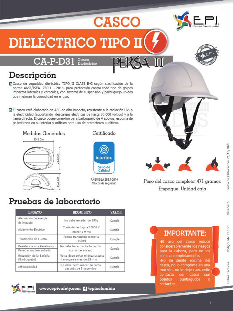 Ficha Tecnica Casco | Descargar gratis PDF | Casco