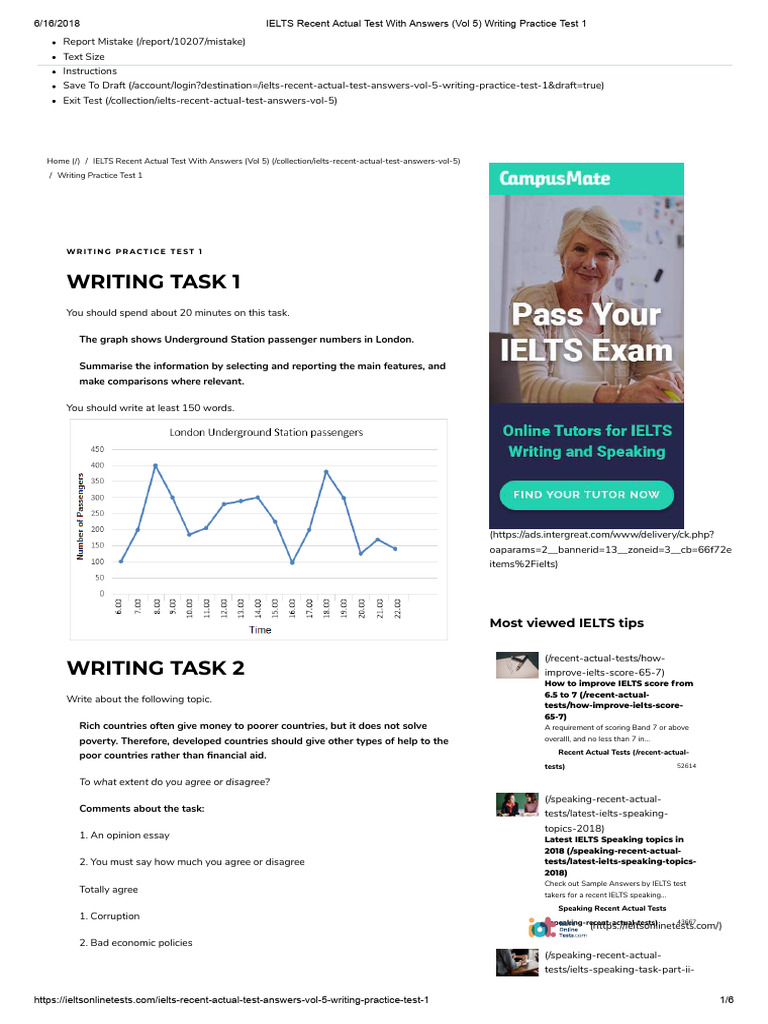 IELTS Recent Actual Test With Answers Vo | PDF | International English ...