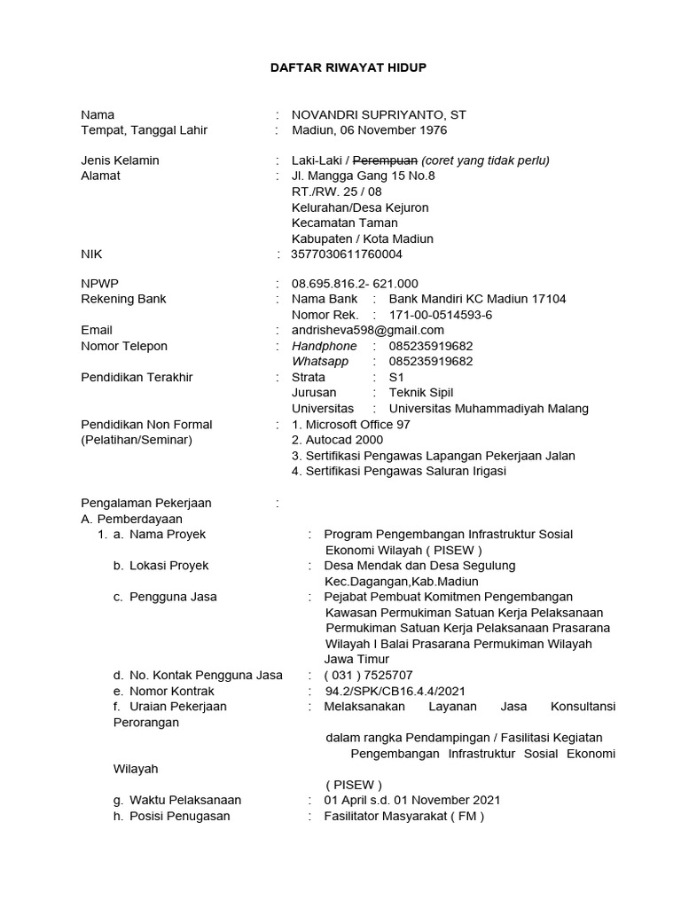 CV Novandri Supriyanto | PDF