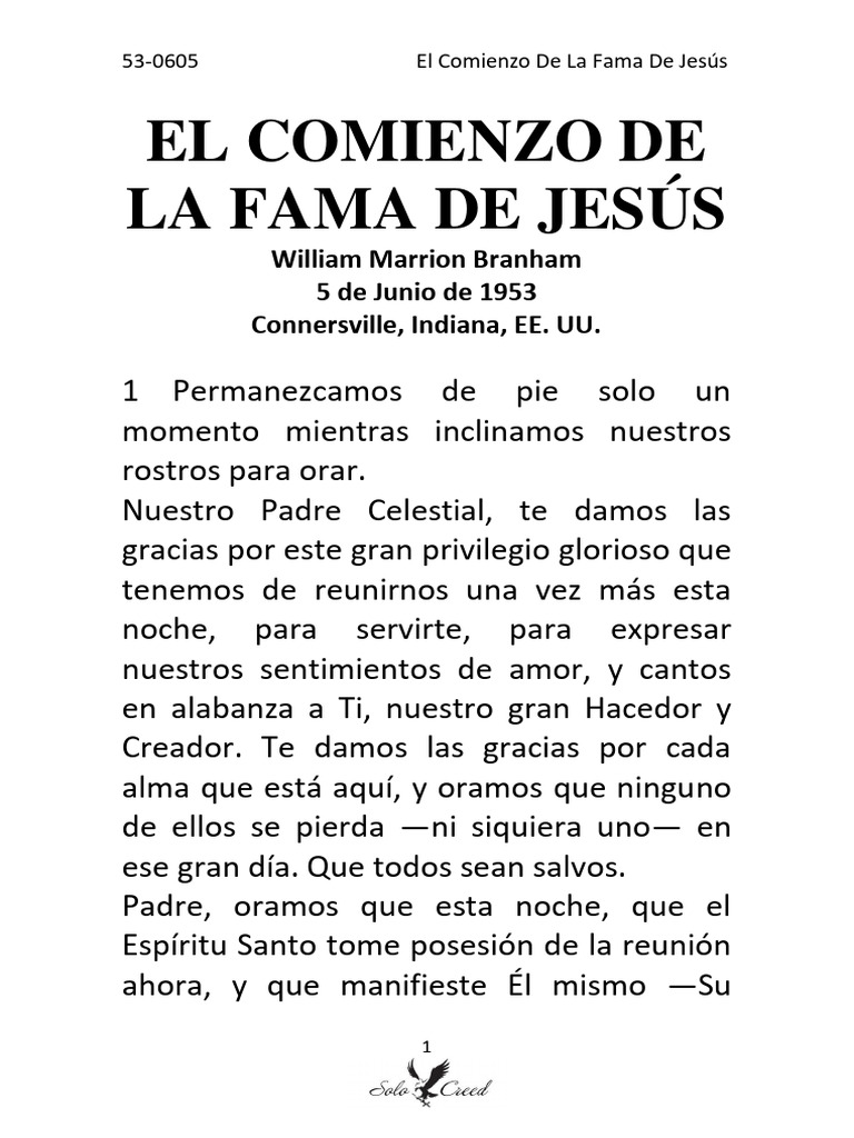 Fama de Jesús: Sanidad y Fe en 1953 | PDF | Jesús | Oración