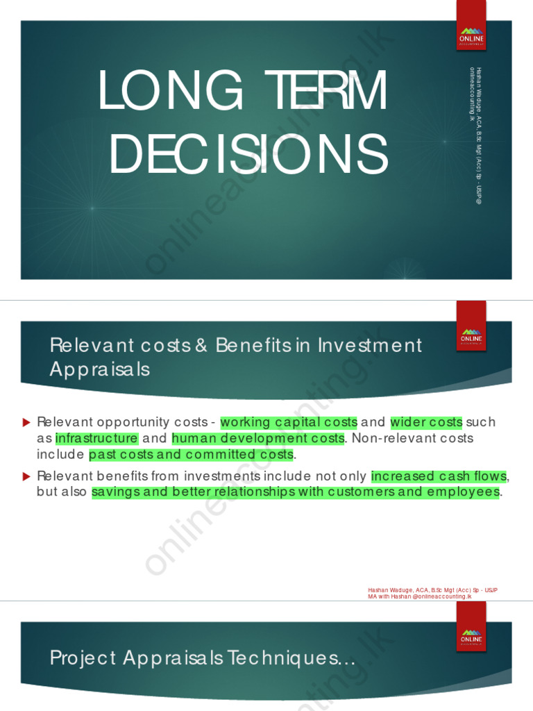 06 Long Term Decision Making | PDF | Net Present Value | Internal Rate ...