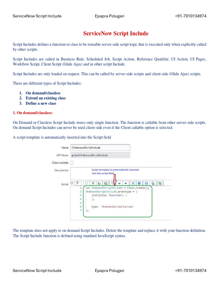 ServiceNow Script Include 1714518026 | Download Free PDF | Dynamic Web Page | Class (Computer ...