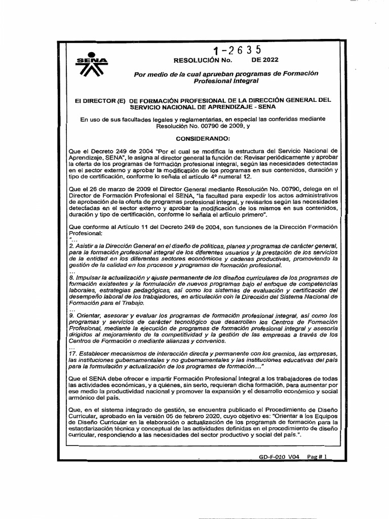 2022 1220 - Resolución - DFP - 1-2635 | PDF