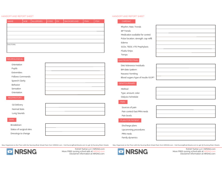 Nurse Brain Sheet | PDF | Pain | Clinical Medicine