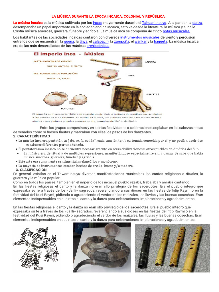 Música Incaica y Colonial en Perú | PDF | Imperio Inca | Perú