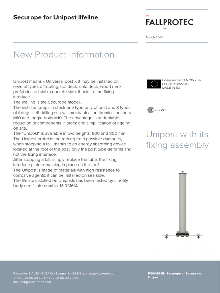 Securope Lifeline Installation Guide | PDF | Materials | Building Materials