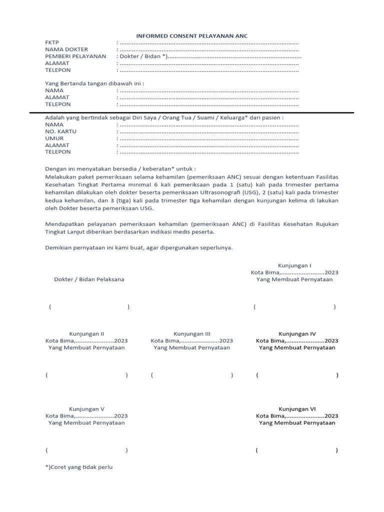 Informed Consent Pelayanan ANC dan KB | PDF