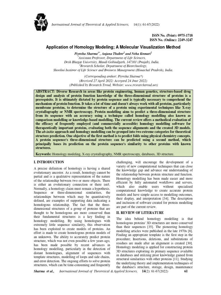 Homology Modeling in Protein Structure | PDF | Sequence Alignment ...