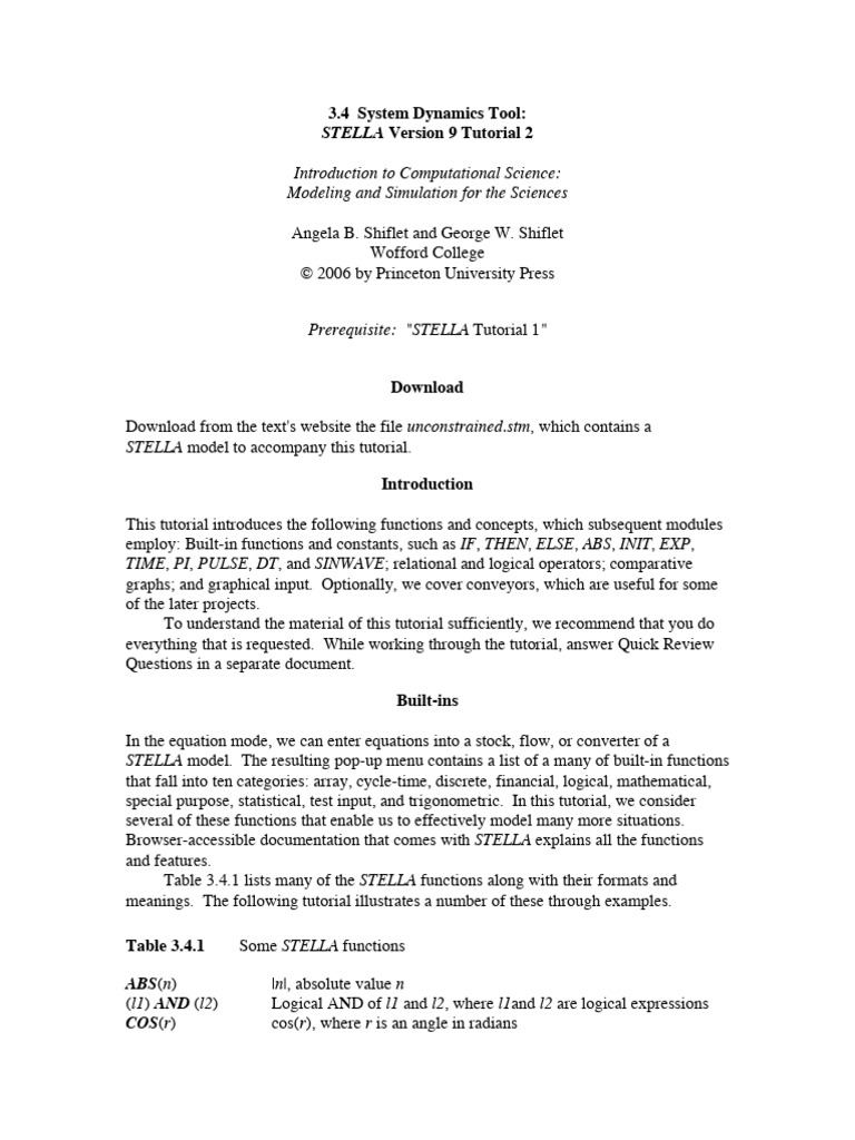3.4 System Dynamics Tool - STELLA Version 9 Tutorial 2. Introduction To ...