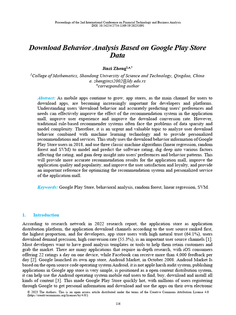 Google Play Store Download Behavior Analysis | PDF | Support Vector Machine | Linear Regression