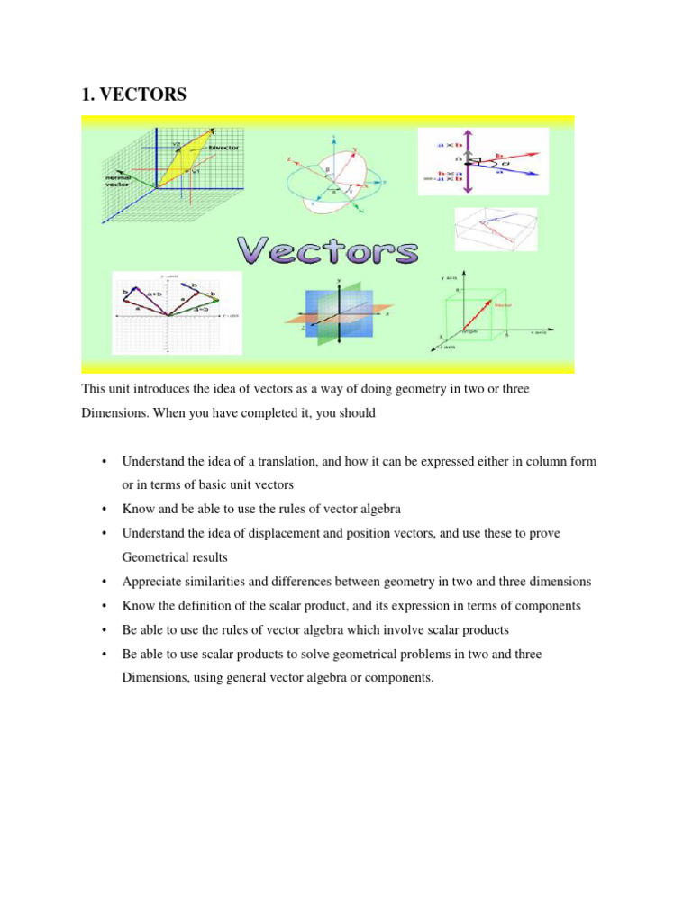 File Introduction To Vectors Notes Pdf Euclidean Vector Vector Space