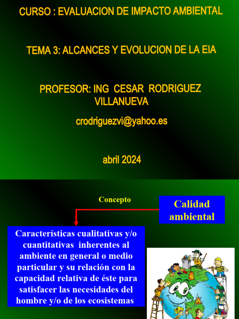 Tema 3 - Alcances y Evolucion Del EIA | PDF | Evaluación de impacto ambiental | Sustentabilidad