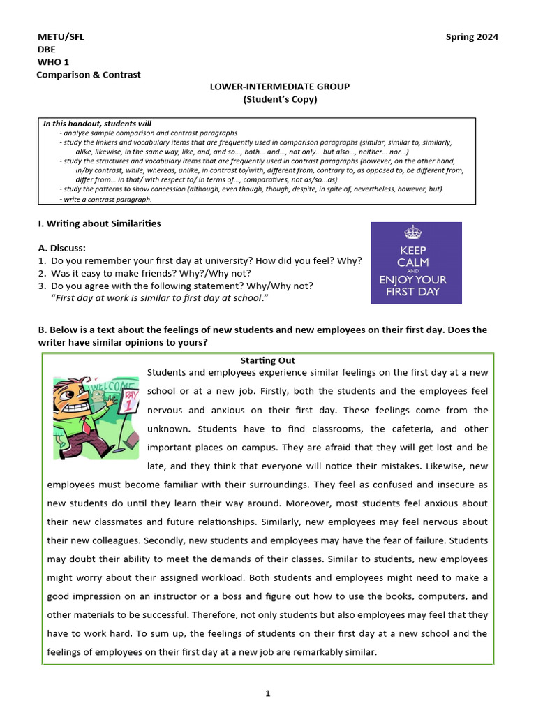 Comparison and Contrast Writing Guide | PDF | Distance Education | Anxiety