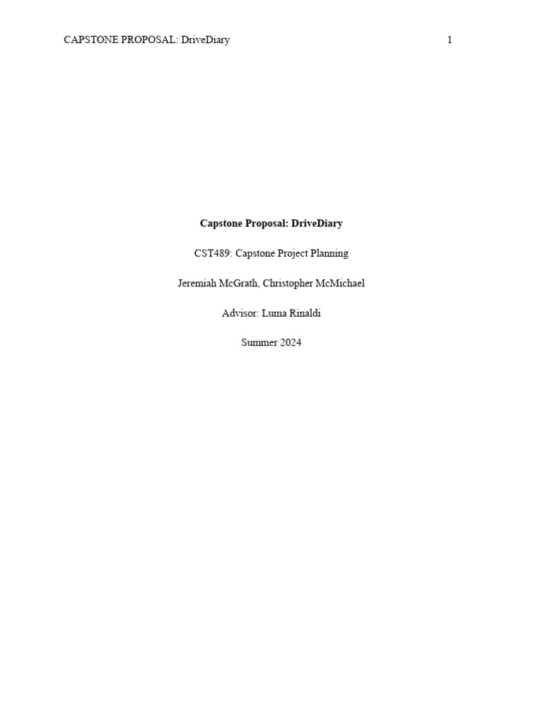 Drivediary Capstone Proposal | PDF | Android (Operating System) | Application Software