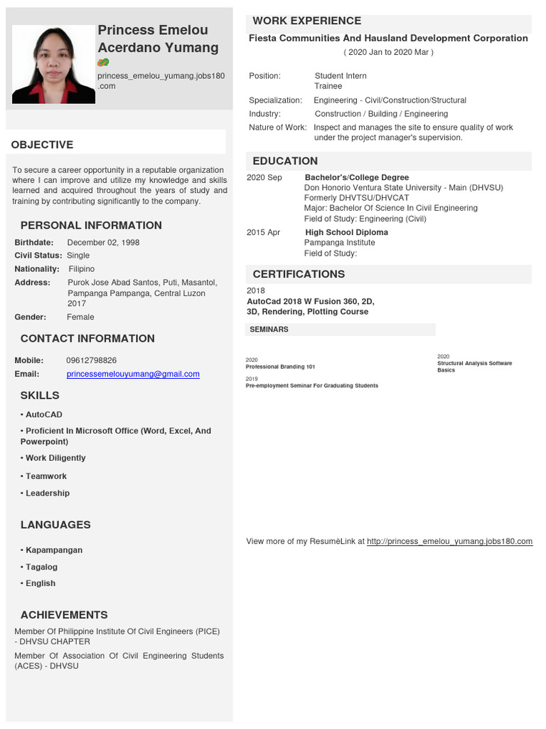 Princess Emelou Yumang - Resume | PDF