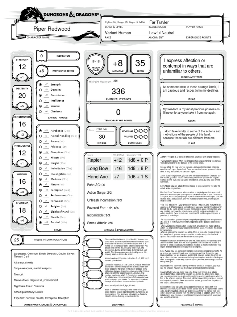 Piper Redwood (Multiclass) Lvl.30 (Epic) | PDF