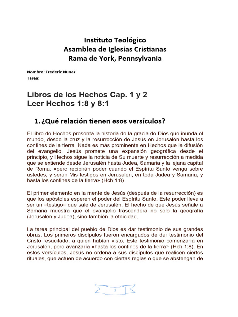 Hechos 1-8 | PDF | Pentecostés | Jesús