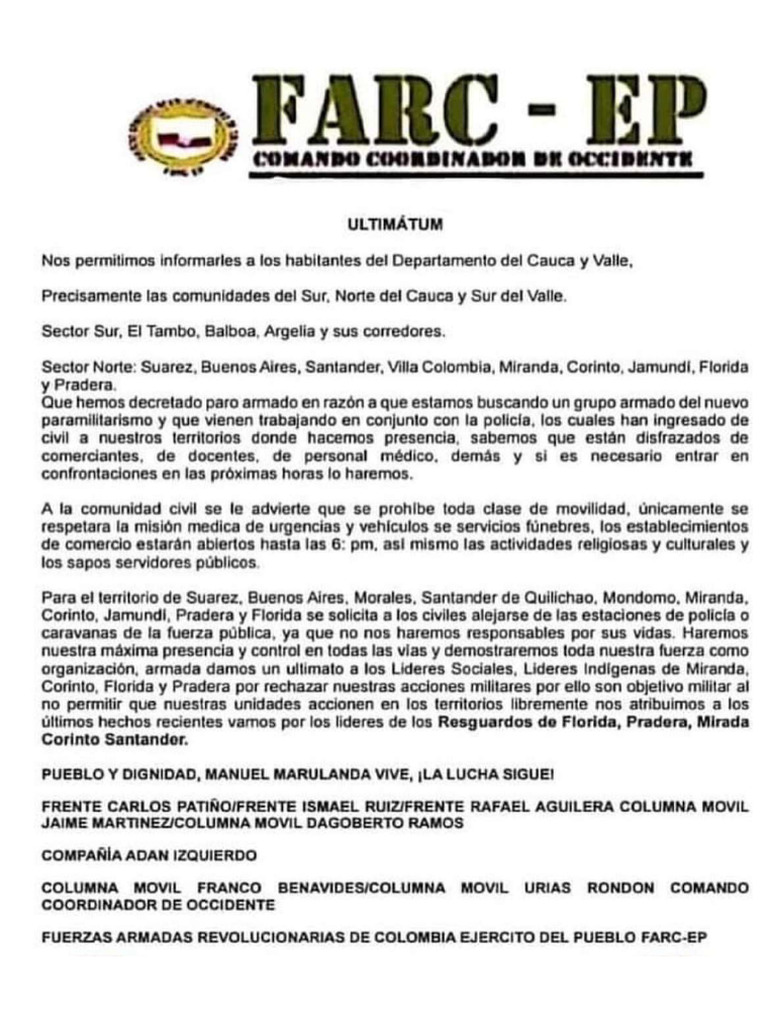 Comunicado FARC EP | PDF