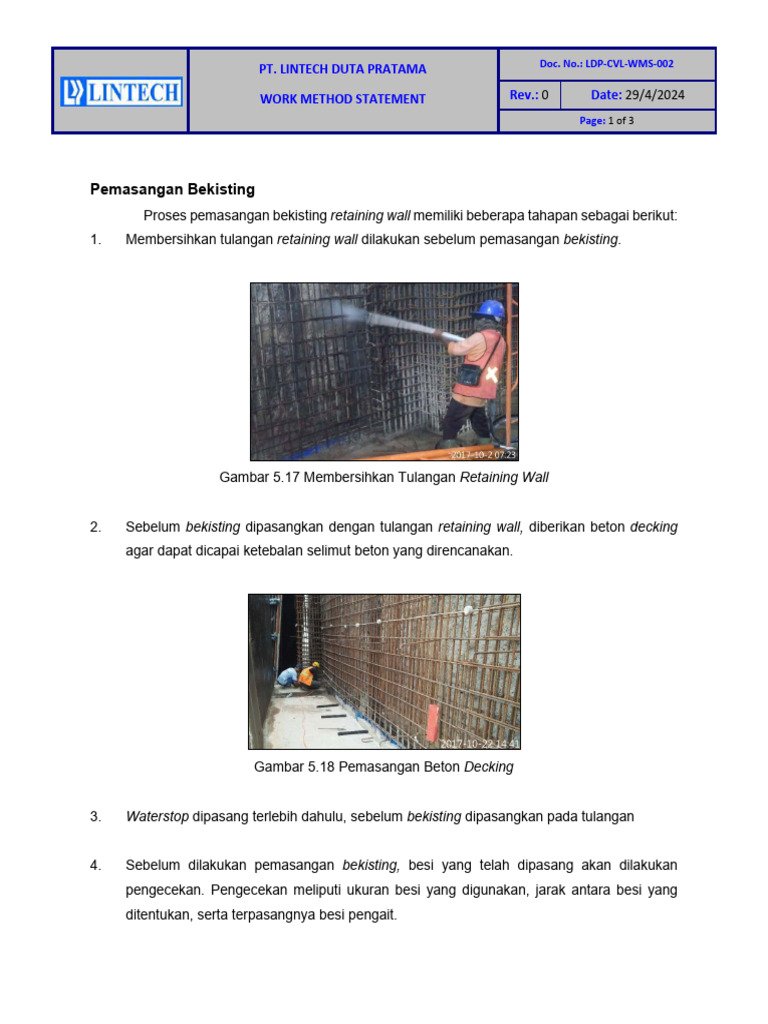 Pemasangan Bekisting | PDF | Komputer | Teknologi & Rekayasa