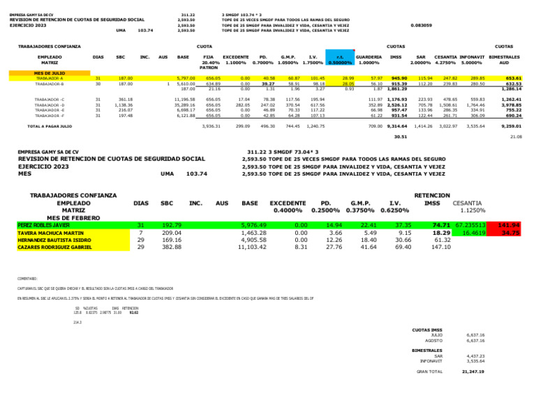 Calculo Imss | PDF