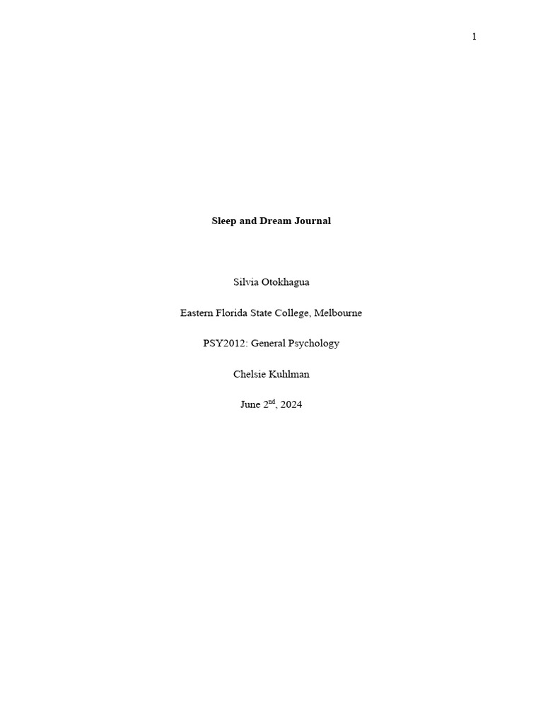 Sleep and Dream Journal Insights | PDF | Sleep | Dream