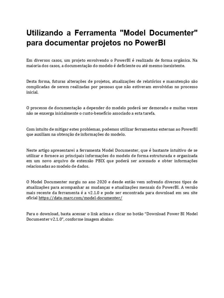 Documentação Power BI com Model Documenter | PDF | Informação | Informática