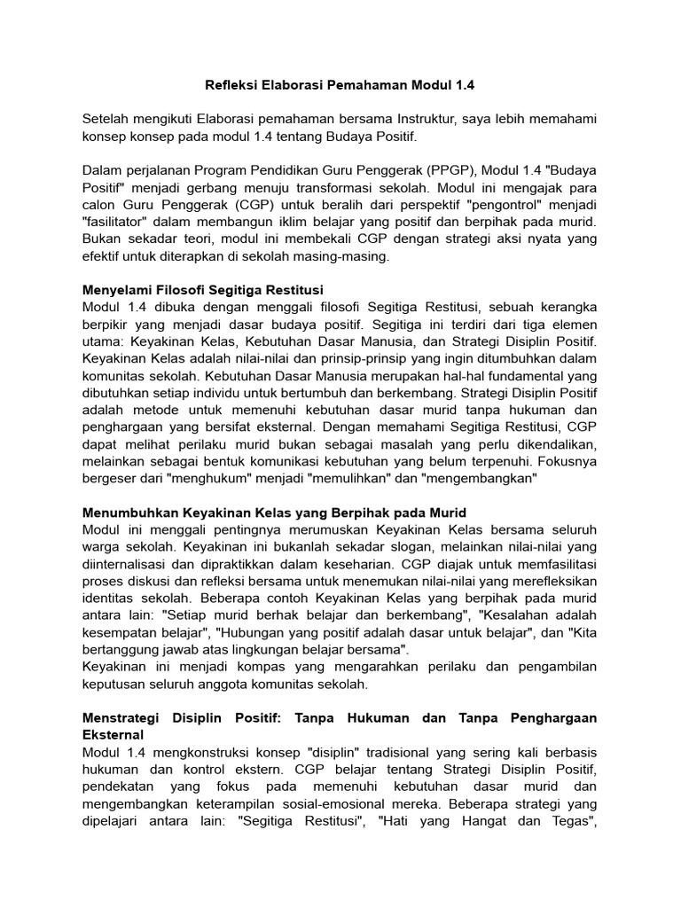 Refleksi Elaborasi Pemahaman Modul 1 Rahmad Habibullah | PDF | Karier & Perkembangan