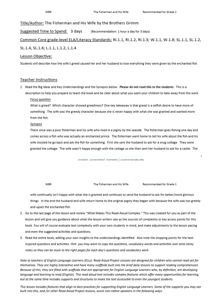 The Fisherman and His Wife 1 Lit | Download Free PDF | Vocabulary ...