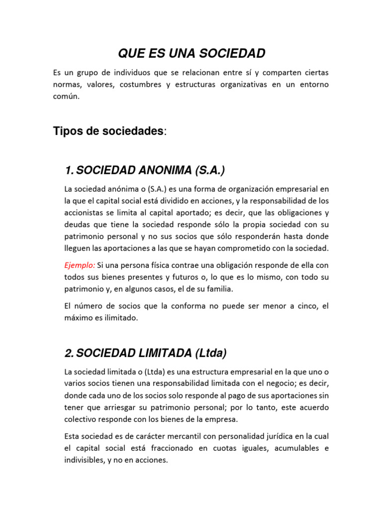 Que Es Una Sociedad | PDF | Corporaciones | Negocios económicos