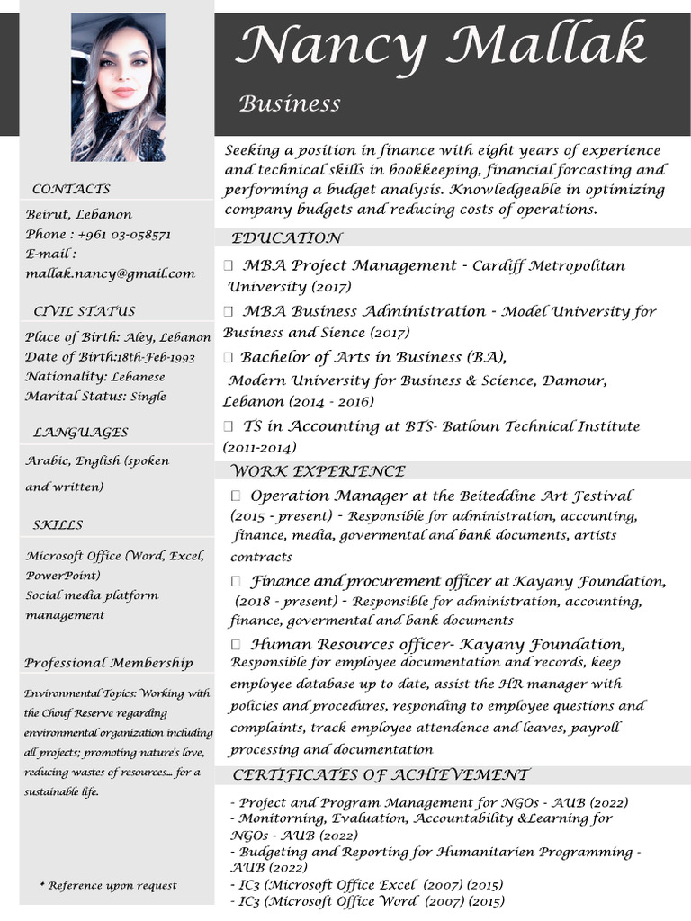 Nancy Mallak CV 24-4 | PDF