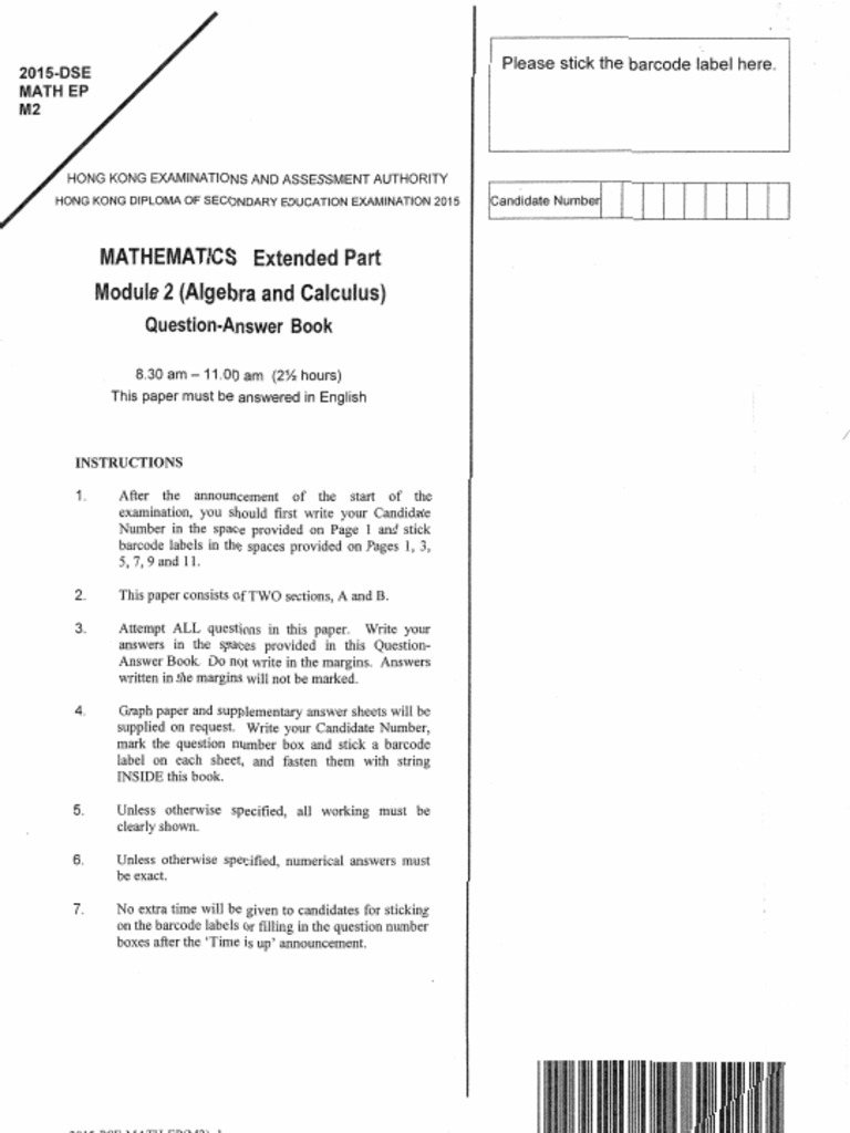 2015 DSE M2 Question Paper | PDF